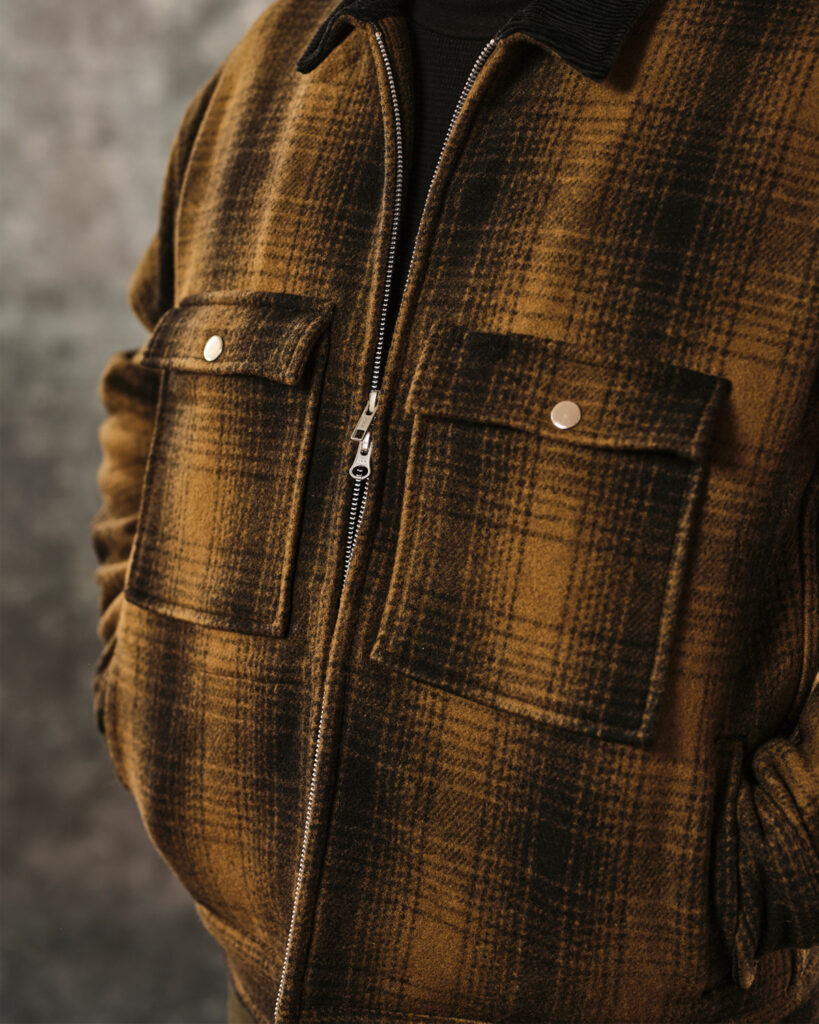 Shadow Plaid Melton Wool Station Jacket - Randy's Garments